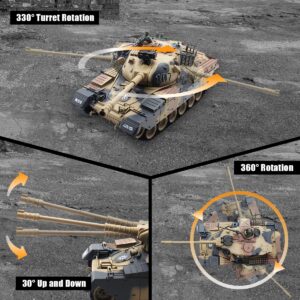 Leopmase Remote Control Tank, 2.4Ghz 15 Channel 1/18 M60 Main Battle RC Tank Two Rechargeable Batteries That Shoot Airsoft RC Army Military Vehicle Toys for Adults & Kids