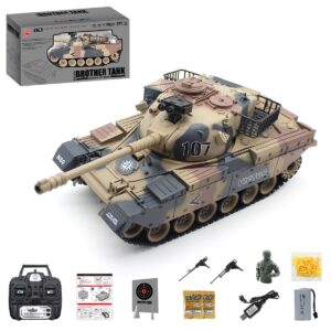 Leopmase Remote Control Tank, 2.4Ghz 15 Channel 1/18 M60 Main Battle RC Tank Two Rechargeable Batteries That Shoot Airsoft RC Army Military Vehicle Toys for Adults & Kids