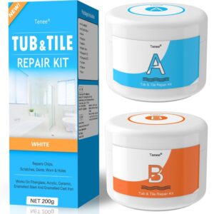 tub repair kit white & porcelain repair kit 3.7 oz - bathtub repair kit for cracked bathtub, fiberglass repair kit with super adhesion, works on ceramic sink repair and acrylic bathtub damage