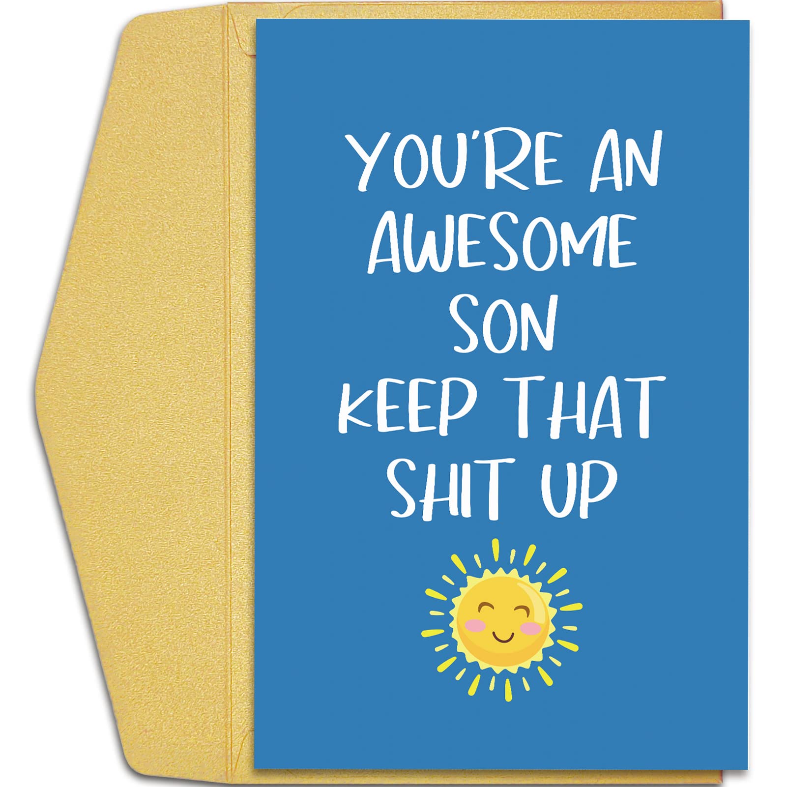 Qiliji Funny Son Greeting Card, Son Birthday Card, Son Graduation Card, You're An Awesome Son Keep That Shit Up