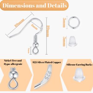 XIANNVXI 925 Silver Earring Hooks 900pcs Earring Hooks for Jewelry Making Hypoallergenic Earring Findings with Jump Rings Earring Backs Earring Making Kit for DIY