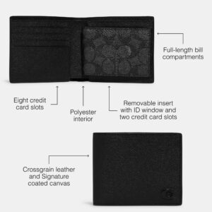 Coach 3-in-1 Wallet in Cross Grain Leather, Black, One Size