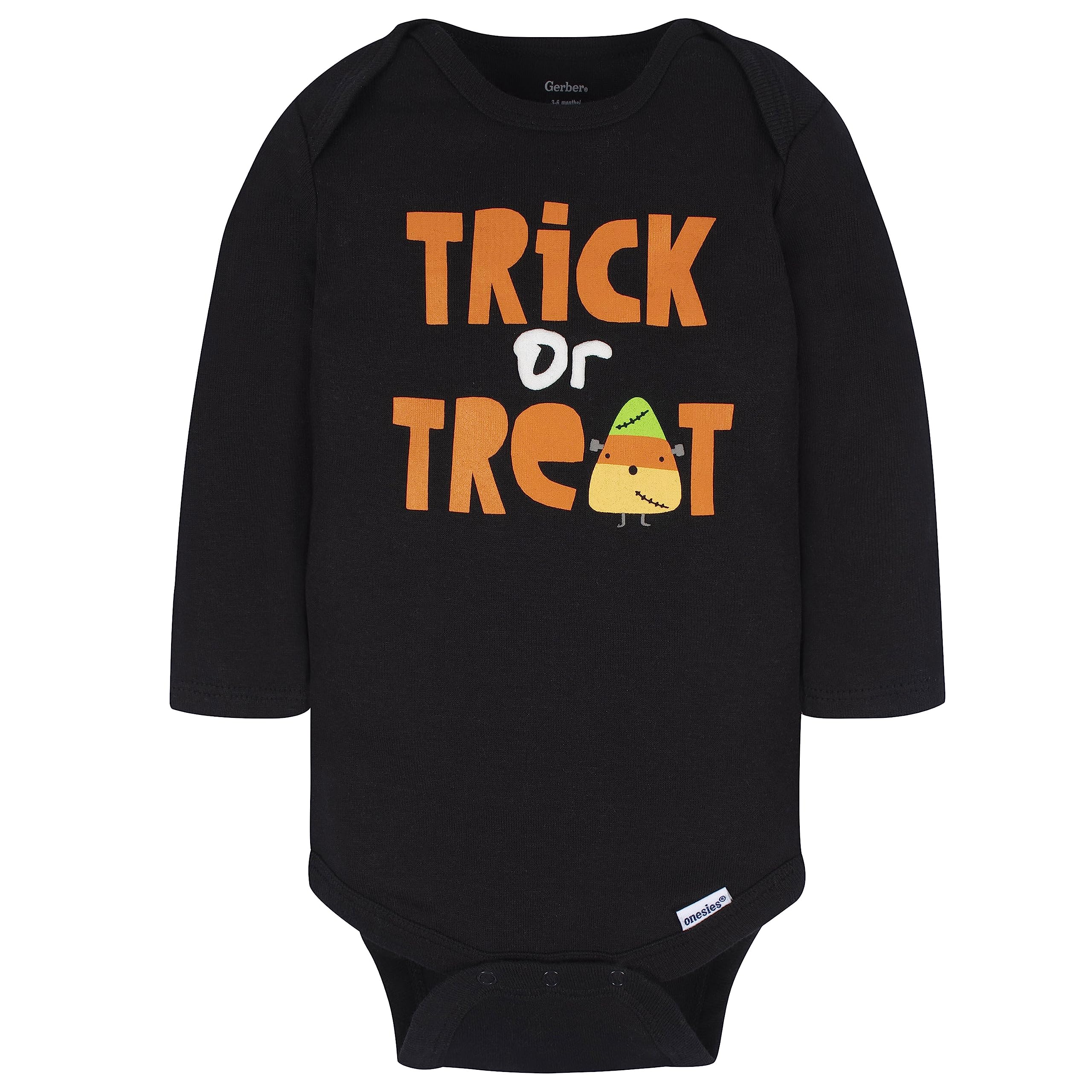 Gerber Baby 3-Pack Holiday Long-Sleeve Onesies, Trick Or Treat, 12 Months