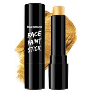 badcolor gold eye black blendable face body paint stick, waterproof metallic full body paint sticks makeup for halloween special effects cosplay skeleton clown costume parties