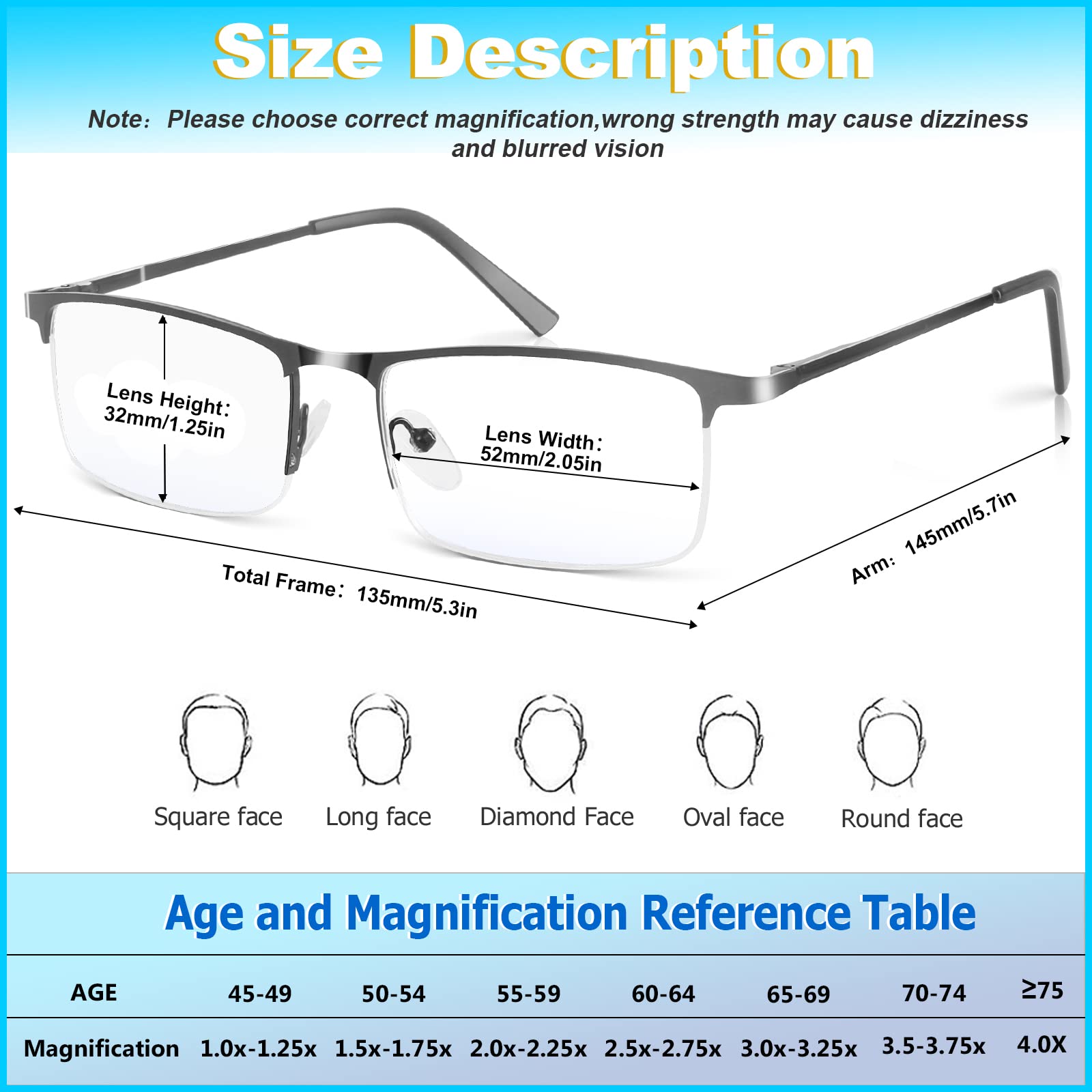 WEIMELTOY 3 Pack Blue Light Blocking Reading Glasses for Men, Stylish Half Frame Metal Computer Readers, Lightweight Spring Hinge Eyeglasses Anti Eyestrain/Glare/UV (Mix Color, Black+Grey+Brown, 1.75)