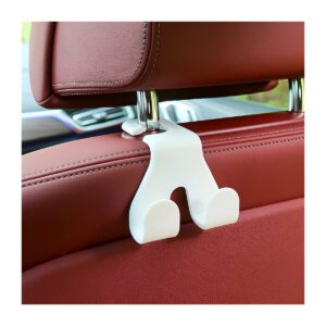 aicel car seat headrest hook, 4 pack purse hooks for auto, 2 in 1 durable seat back hanger, storage organizer phone holder for automotive interior, universal for handbag coat grocery (white)