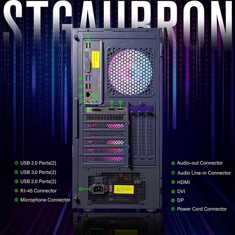 STGAubron Gaming Desktop PC,Intel Core i7 3.4G up to 3.9G,GeForce RTX 2060 Super 8G GDDR6,32G,1TB SSD,WiFi,BT 5.0,RGB Keybaord,RGB Mouse Pad,RGB BT Sound Bar,RGB Bluetooth Headset Mic,W10H64