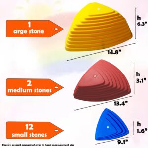 Juoe 15Pcs Non-Slip Plastic Balance Stepping Stones for kids,up to 220 Ibs for Obstacle Courses Coordination Game Sensory Toys for Toddlers,Indoor or Outdoor Play Equipment Toys Toddler Ages 3-8+