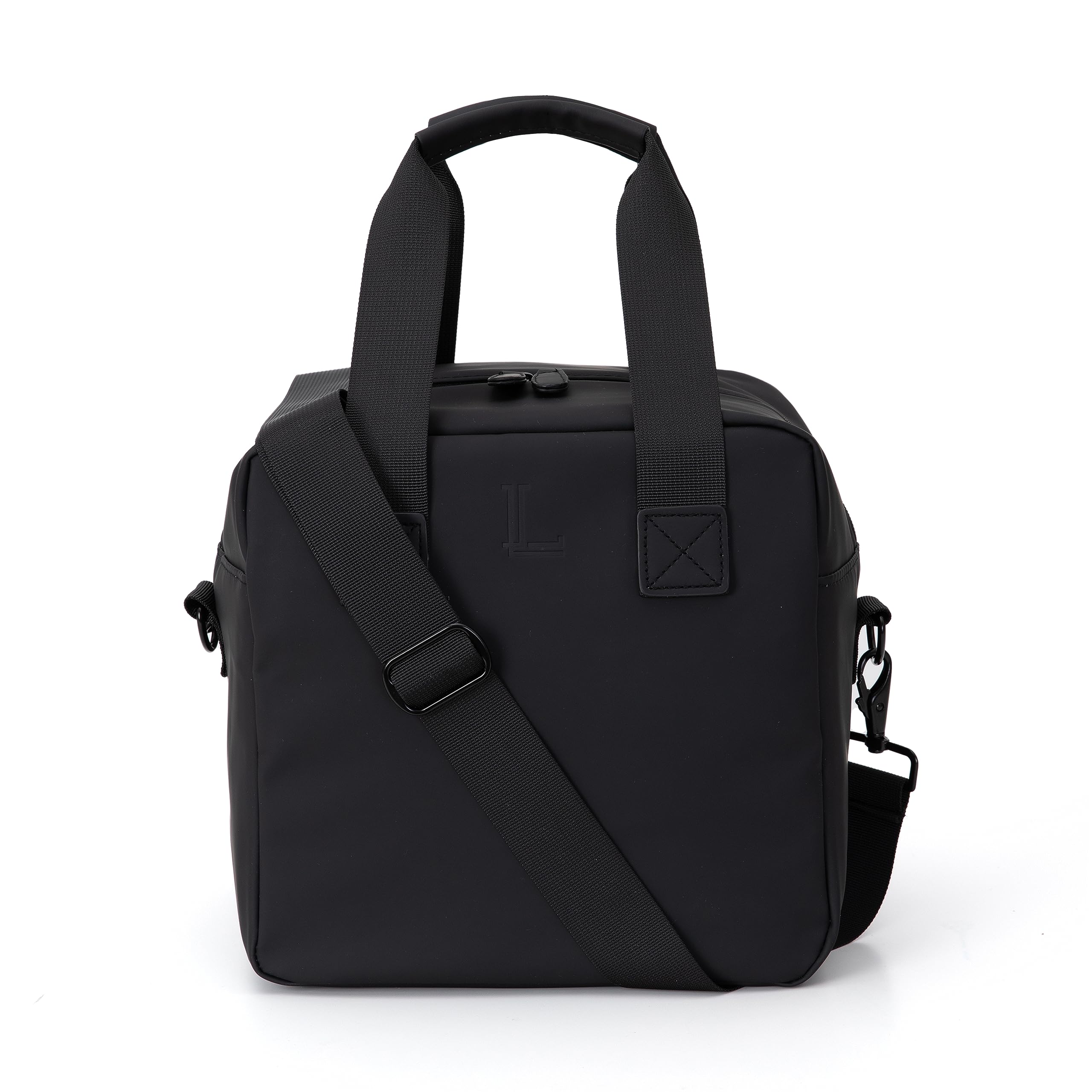 LEONORE Lunch Bag | Insulated Cooler for Work, College, Travel | Large Reusable Lunchbox for Men & Women | Vegan Leather Designer Tote (Matte Black)