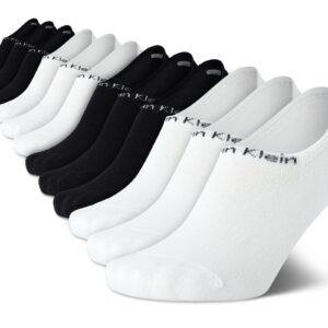 Calvin Klein Womens' Socks - Lightweight Performance No-Show Liners (12 Pack), Size 4-10, WhiteBlack Assorted