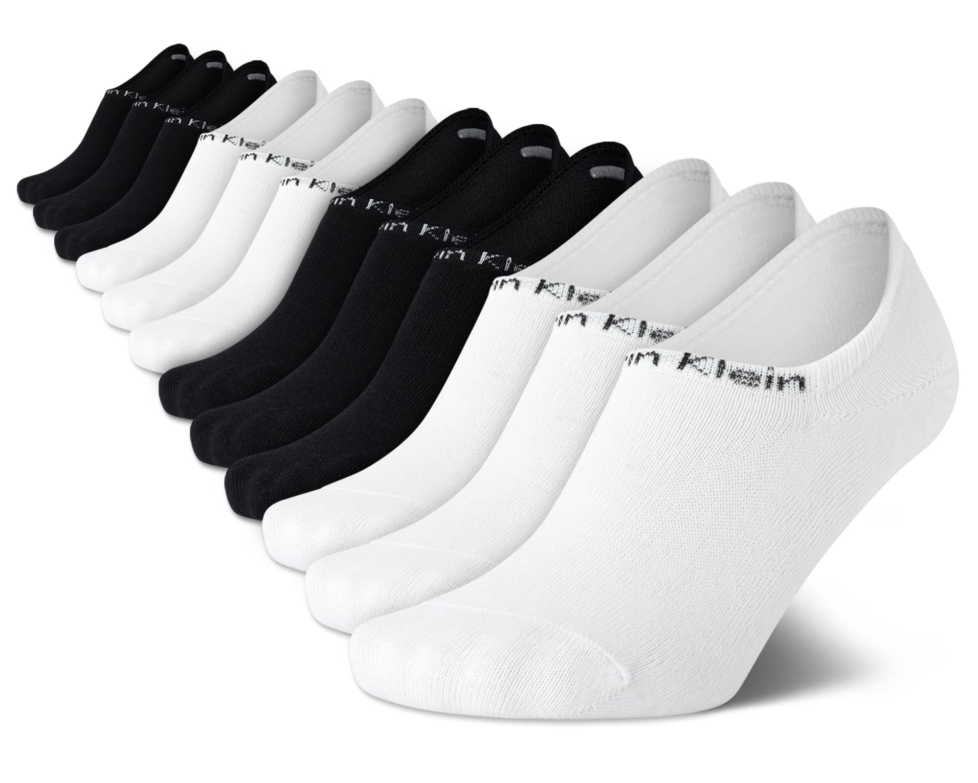 Calvin Klein Womens' Socks - Lightweight Performance No-Show Liners (12 Pack), Size 4-10, WhiteBlack Assorted