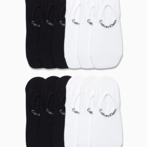 Calvin Klein Womens' Socks - Lightweight Performance No-Show Liners (12 Pack), Size 4-10, WhiteBlack Assorted