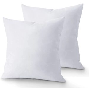 quba linen 18 x 18 throw pillow insert - pack of 2 white, down alternative pillow inserts for decorative pillow covers, throw pillows for bed, couch pillows for living room (pack of 2)