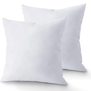 QUBA LINEN 18 x 18 Throw Pillow Insert - Pack of 2 White, Down Alternative Pillow Inserts for Decorative Pillow Covers, Throw Pillows for Bed, Couch Pillows for Living Room (Pack of 2)