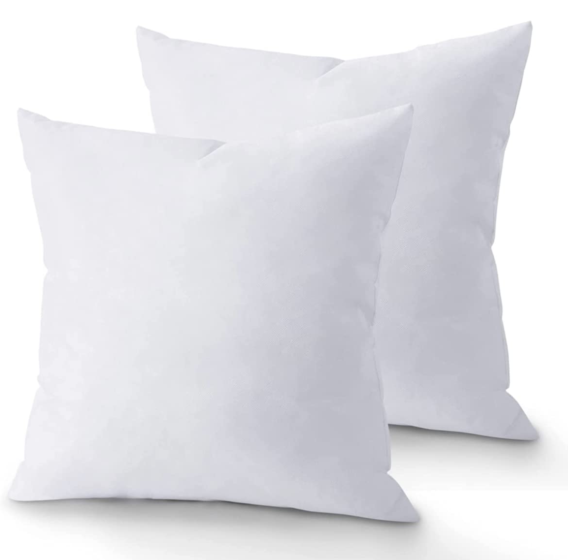 QUBA LINEN 18 x 18 Throw Pillow Insert - Pack of 2 White, Down Alternative Pillow Inserts for Decorative Pillow Covers, Throw Pillows for Bed, Couch Pillows for Living Room (Pack of 2)