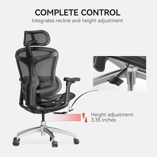 SIHOO Doro C300 Ergonomic Office Chair with Ultra Soft 3D Armrests, Dynamic Lumbar Support for Home Office Chair, Adjustable Backrest Desk Chair, Swivel Big and Tall Computer Chair Black