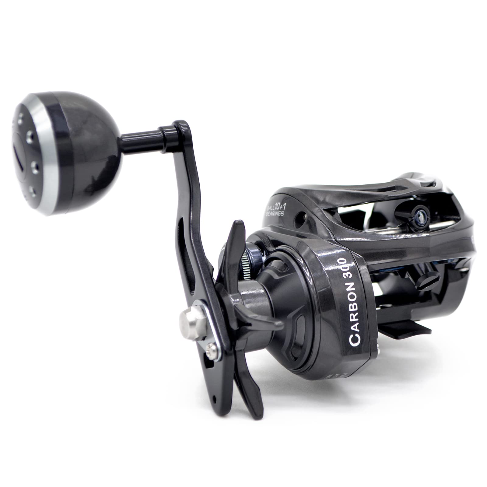 CAMEKOON Carbon 300 Baitcasting Fishing Reel, High Line Capacity Baitcaster Reels, 6.3:1 Gear Ratio, 10+1 Stainless Steel Ball Bearings, 10 Button Magnetic Brakes, Carbon Fiber Frame and Side Covers