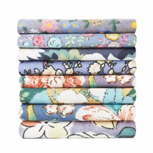 upsytio 8pcs cotton fabric bundles - 18 × 22 inches floral printed fat quarters quilting sheets for sewing crafts patchwork and diy projects(floral)