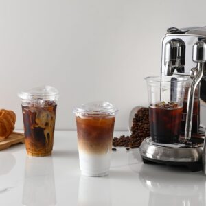 AOZITA 100 Sets, 16 oz Crystal Clear Plastic Cups With Sip Lids, Disposable Cups With Sip Through Lids for Iced Coffee, Smoothie, Milkshake, Cold Drinks