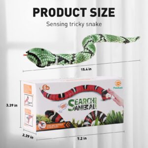 FauKait Cat Toys Snake Interactive,Kitten Toys,Realistic Simulation Smart Sensing Snake Toy,USB Rechargeable,Automatically Sense Obstacles and Escape,Tricky Snake for Indoor Cats Dogs(Green Snake)