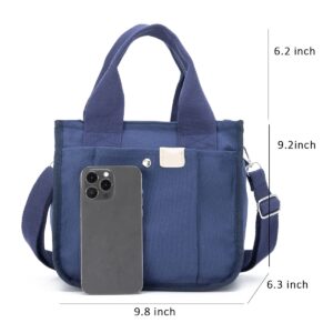 Small Canvas Tote Bag with Zipper, 2023 Canvas Multi-Pocket Crossbody Bag Purse Top Handle Satchel Handbags