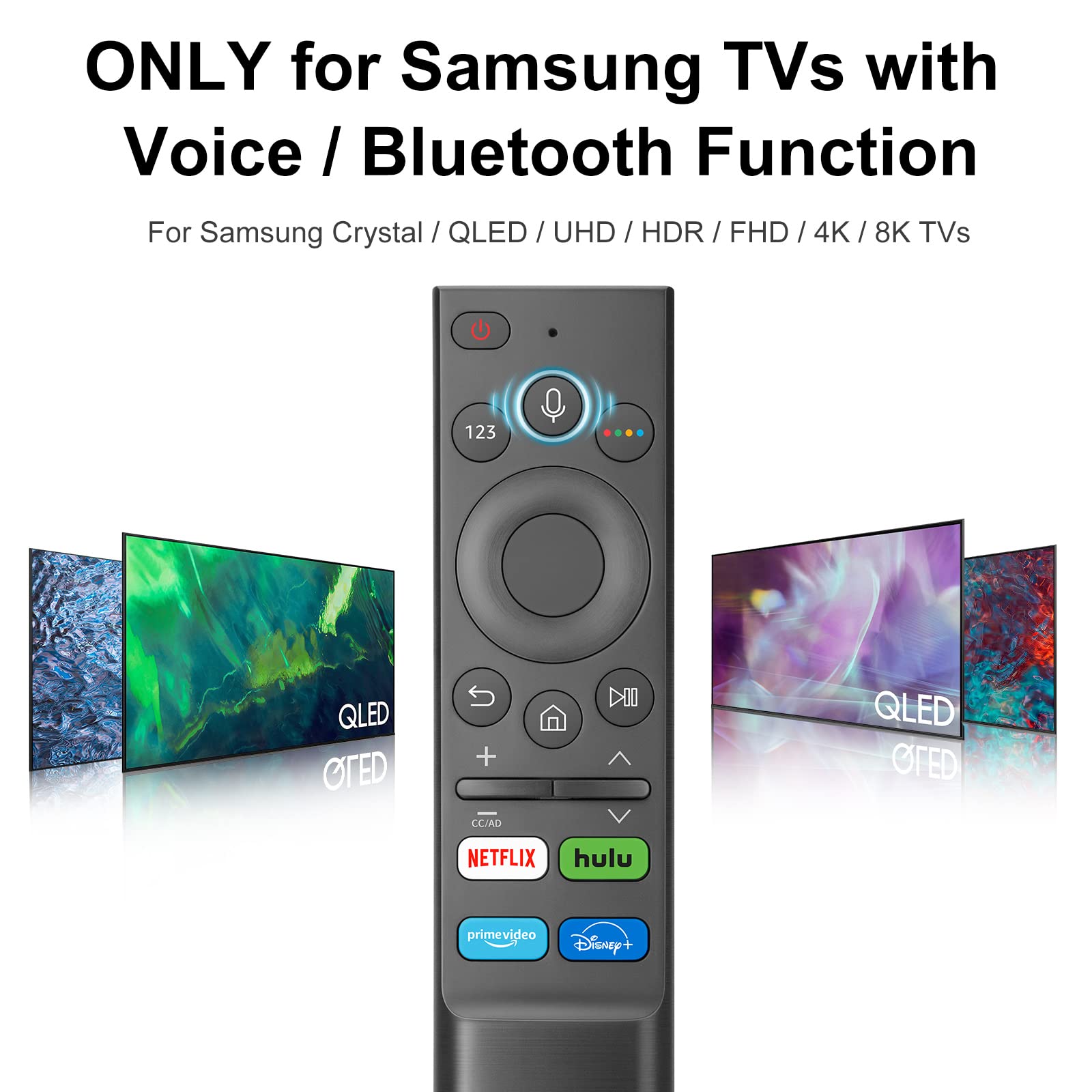 New Replacement Voice Remote for Samsung TVs, only for Samsung-TV-Remote with Voice Function, for Samsung QLED UHD HDR FHD 4K 8K Smart TV