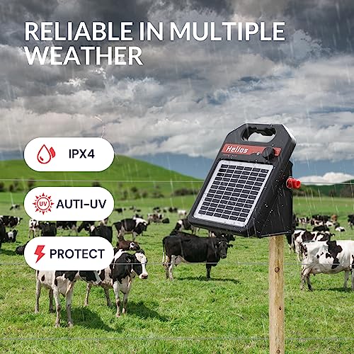 ANDMON MINI400 30 Miles Solar Electric Fence Charger, 0.4 Joule Solar Electric Fence for Livestock, Horses, Cattle Sheep, Solar Fence Charger with Day or Night Mode, Easy Installation