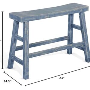 Sunny Designs Marina 24" Farmhouse Mahogany Wood Bench in Ocean Blue