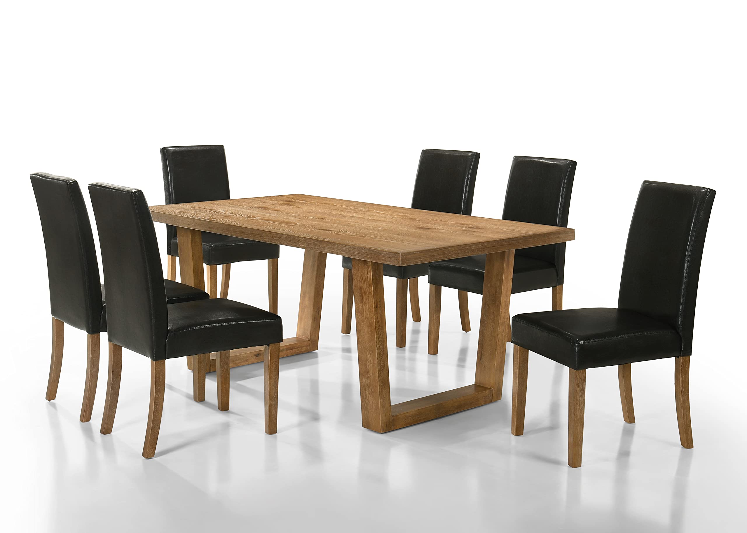 Dining Room Kitchen Table Chairs Set Model 3091 7pc Color Driftwood Complete Set 1 Table with 6 Chairs