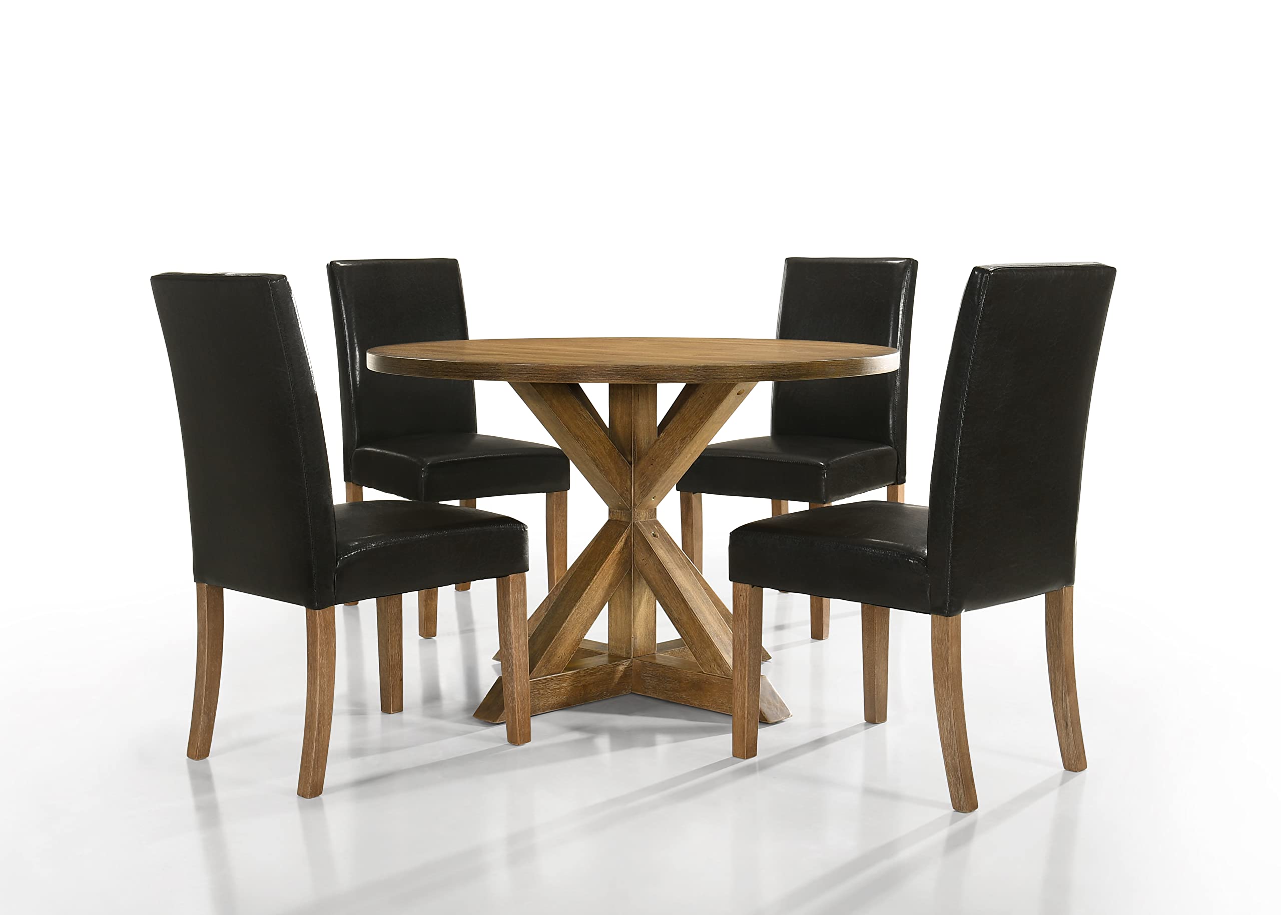 Dining Room Kitchen Table Chairs Set Model 3088 5pc Color Driftwood Complete Set 1 Table with 4 Chairs