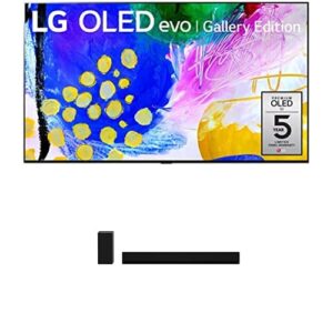 lg 97-inch class oled evo gallery edition g2 series alexa built-in 4k smart tv (oled97g2pua, 2022) gx sound bar with subwoofer, oled gallery tv matching, 3.1 ch - black