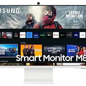 SAMSUNG 32" M80C UHD HDR Smart Computer Monitor Screen with Streaming TV, Slimfit Camera Included, Wireless Remote PC Access, Alexa Built-in (LS32CM801UNXZA),Warm White