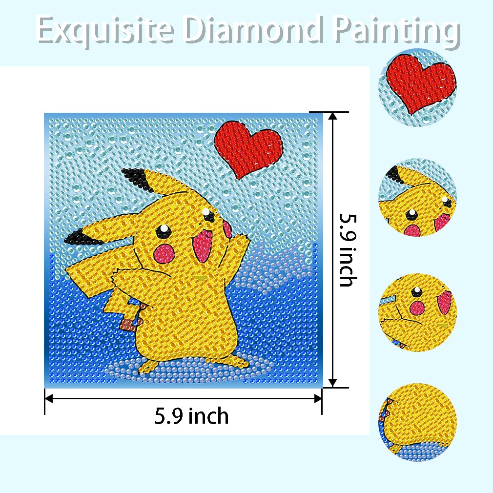 LWZAYS 6 Pieces Diamond Painting Kits for Kids Diamond Art Gem by Number Kits Arts and Crafts for Kids Ages 8-12 Kids' Mosaic Kits DIY Full Drill Painting Kits for Home Wall Decor 6" X 6"