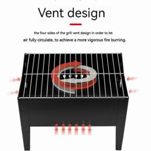 All-in-One Portable Folding BBQ Grill Set for Family Picnic - Food-Grade Material, Thickened Grill Net, Large Carbon Tank Capacity