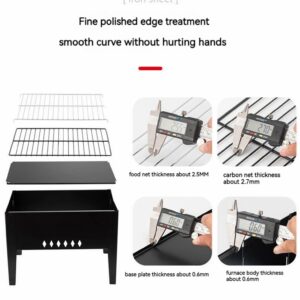 All-in-One Portable Folding BBQ Grill Set for Family Picnic - Food-Grade Material, Thickened Grill Net, Large Carbon Tank Capacity