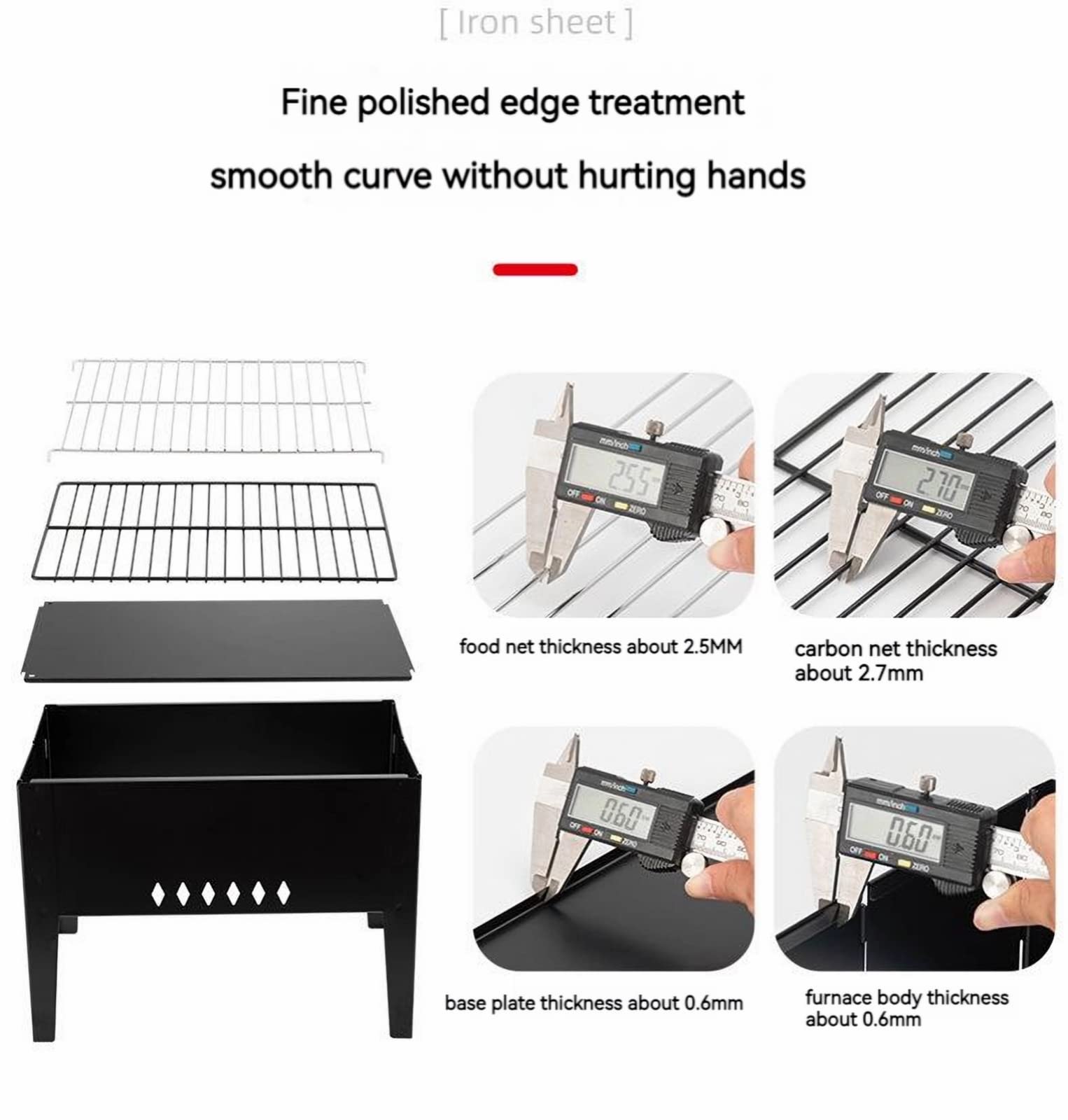 All-in-One Portable Folding BBQ Grill Set for Family Picnic - Food-Grade Material, Thickened Grill Net, Large Carbon Tank Capacity