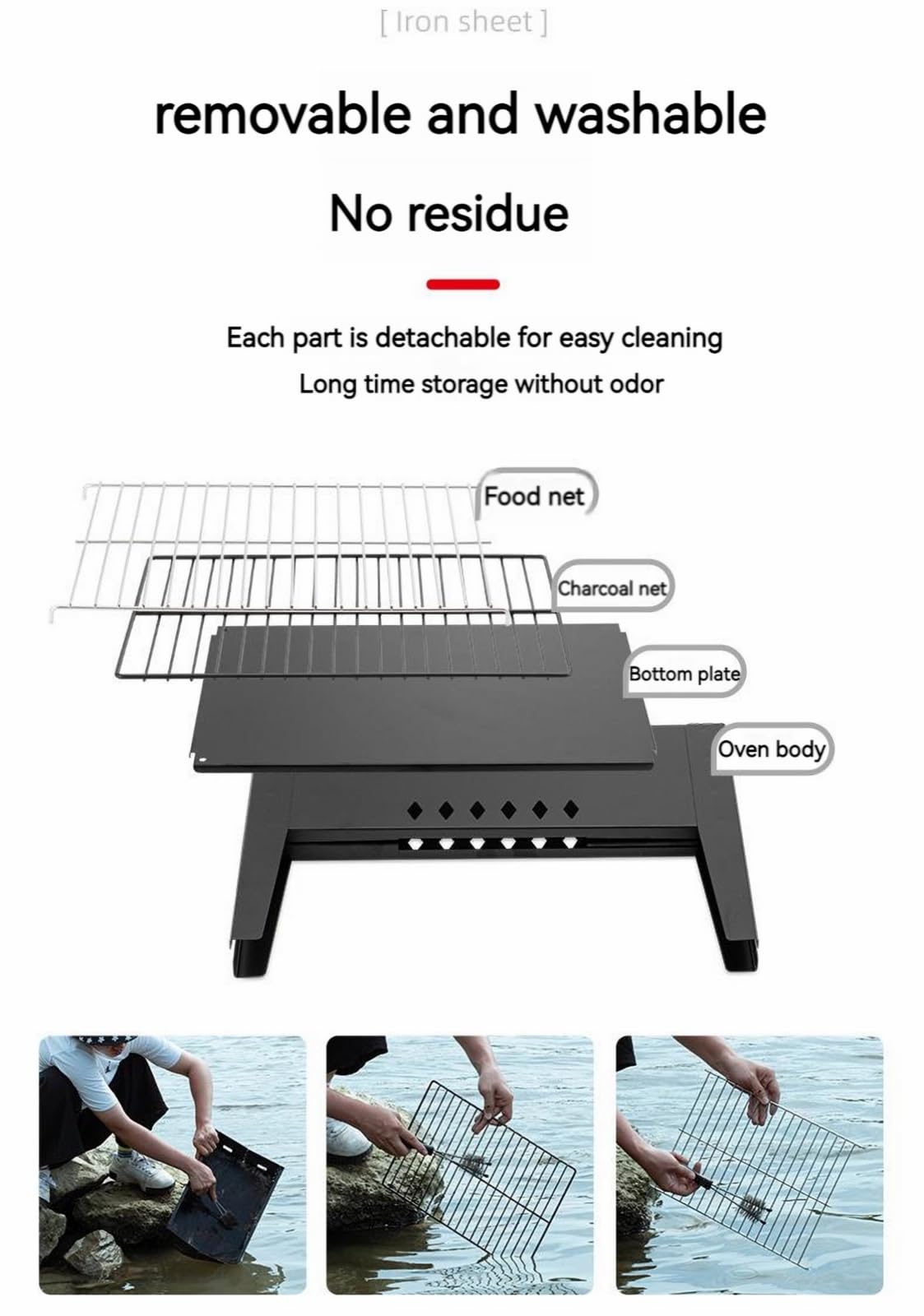 All-in-One Portable Folding BBQ Grill Set for Family Picnic - Food-Grade Material, Thickened Grill Net, Large Carbon Tank Capacity