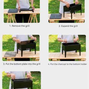 All-in-One Portable Folding BBQ Grill Set for Family Picnic - Food-Grade Material, Thickened Grill Net, Large Carbon Tank Capacity