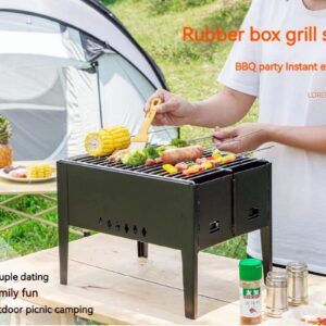 All-in-One Portable Folding BBQ Grill Set for Family Picnic - Food-Grade Material, Thickened Grill Net, Large Carbon Tank Capacity