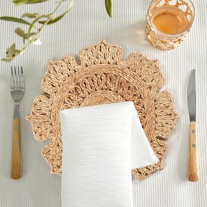 RIANGI 100% Jute Placemat farmhouse placemats set of 4 Reversible Natural 13x13 Inches Charger Plate Wedding Placemats - Hand Made by Skilled Artisans - Boho Table Mats