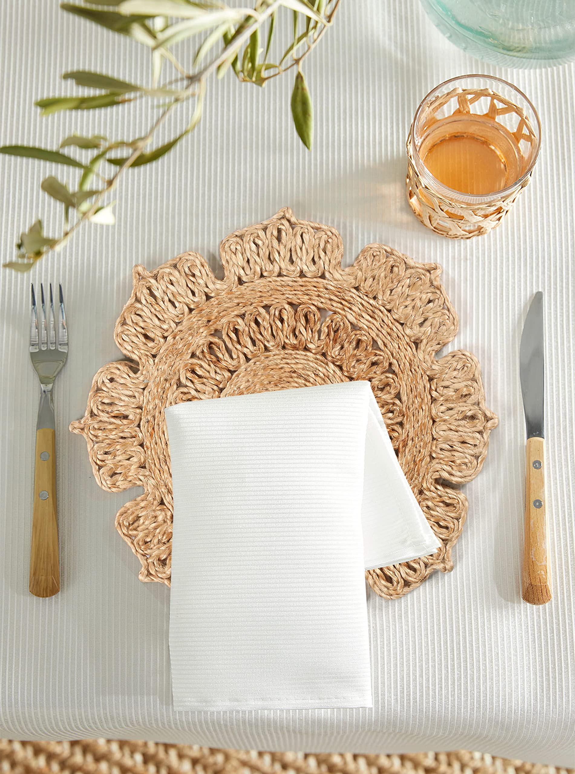 RIANGI 100% Jute Placemat farmhouse placemats set of 4 Reversible Natural 13x13 Inches Charger Plate Wedding Placemats - Hand Made by Skilled Artisans - Boho Table Mats