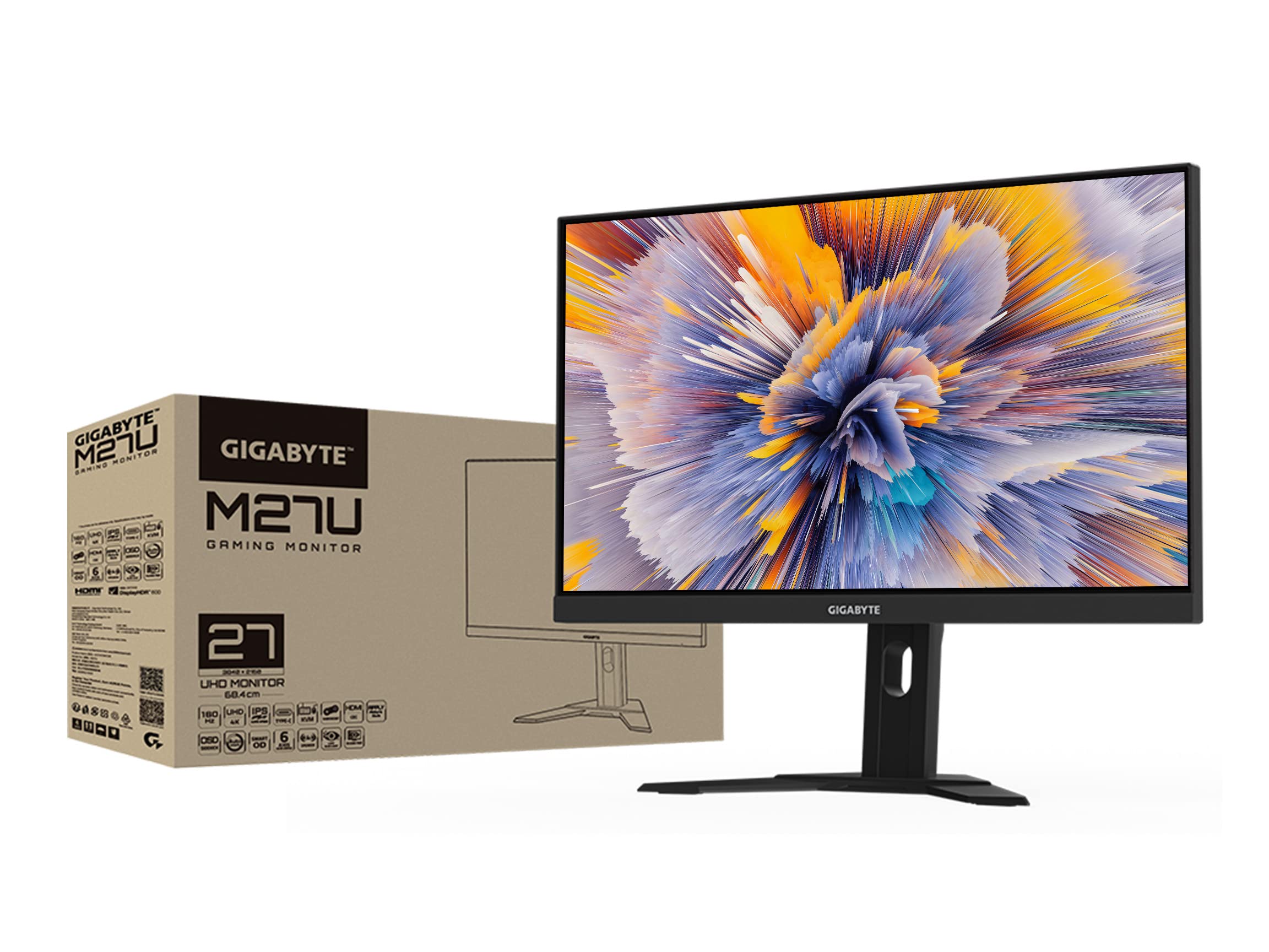 GIGABYTE - M27U - 27" IPS Gaming Monitor - UHD 3840x2160 - 160Hz - 1ms MPRT - AMD FreeSync Premium Pro - Type C KVM - HDMI, DP, Type C - Height Adjustable - Black