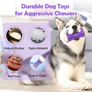 Tough Dog Toys for Aggressive Chewers,Dog Puzzle Toys Indestructible Dog Toys, Interactive Dog Chew Toys with Beef Flavor Rubber Dog Enrichment Toys for Small/Medium/Large Dogs