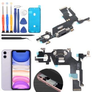 dock connector for iphone 11 charging port flex cable replacement for iphone 11 usb charger dock board connector with tools(black)