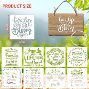 16 Pieces Inspirational Word Stencils Kit Motivational Stencil Reusable Phrase Word Template Family Sign Stencils for Painting on Wood, Porch, Front Door, Wall Home Decor(8x8Inch)