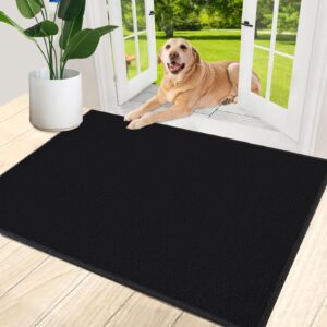 foneyi indoor door mat, front door rug 24"x36" non slip rubber backing door mats, low-profile absorbent resist dirt entrance mat inside floor mats for entryway, machine washable dog door mat, black