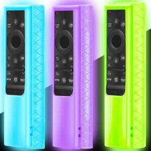 3 pack case compatible with samsung smart tv remote control, remote cover for samsung solar cell remote 2021/2022 bn59-01357 bn59-01385 bn59-01265a universal silicone skin sleeve glow in the dark