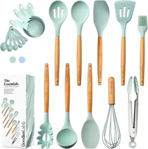 goodies lab silicone kitchen utensils set accessories for cooking, mint silicone cooking utensils set 20pcs nonstick, baking kitchen silicone utensil sets, kitchen sets cooking spoons and spatula