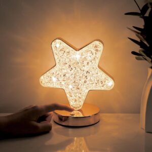 supbri star lamp, cute night light for kids, cordless rechargeable stepless dimmable touch lamp with 3 colors modes for living room, bedroom,christmas decorations