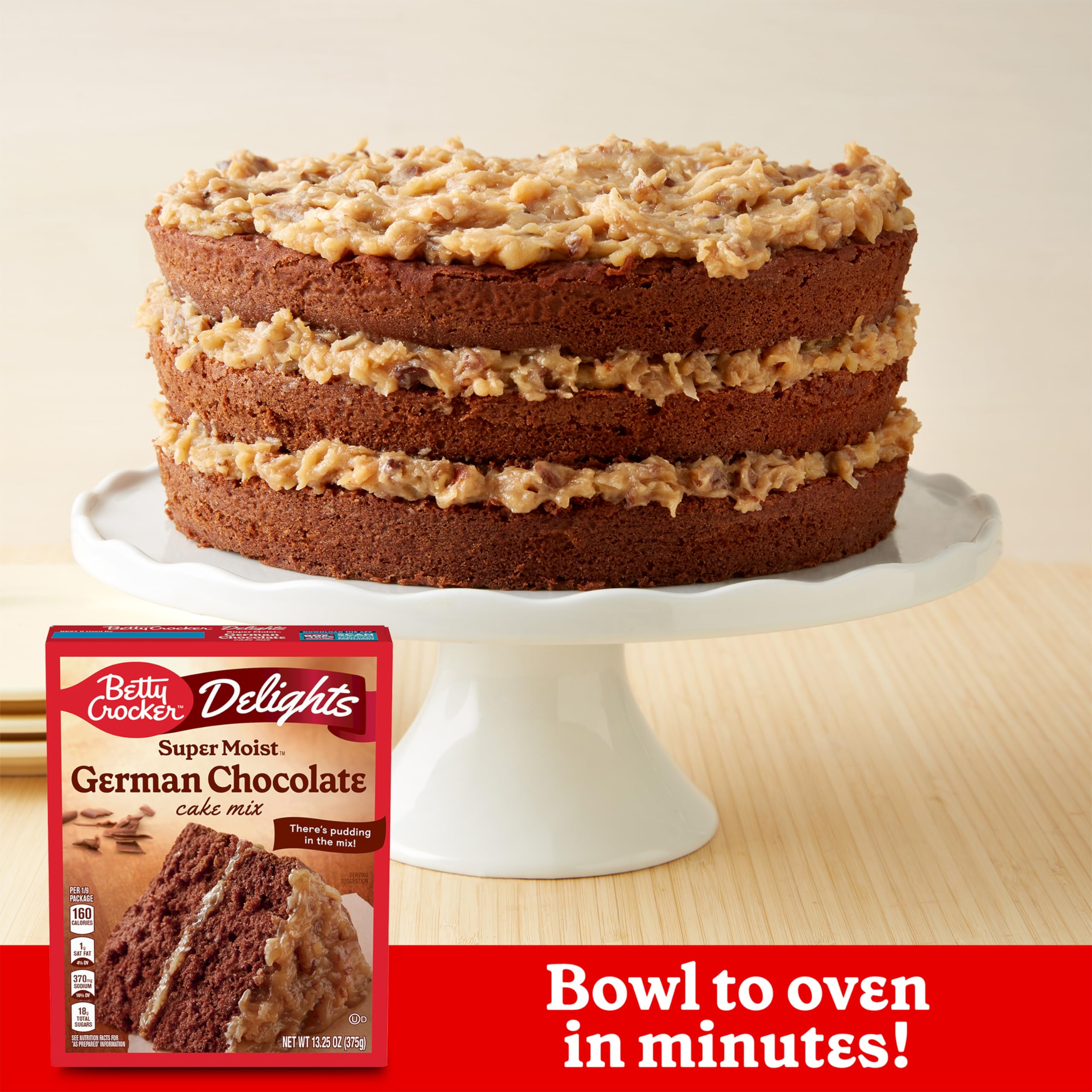 Betty Crocker Delights Super Moist German Chocolate Cake Mix, 13.25 oz. (Pack of 12)